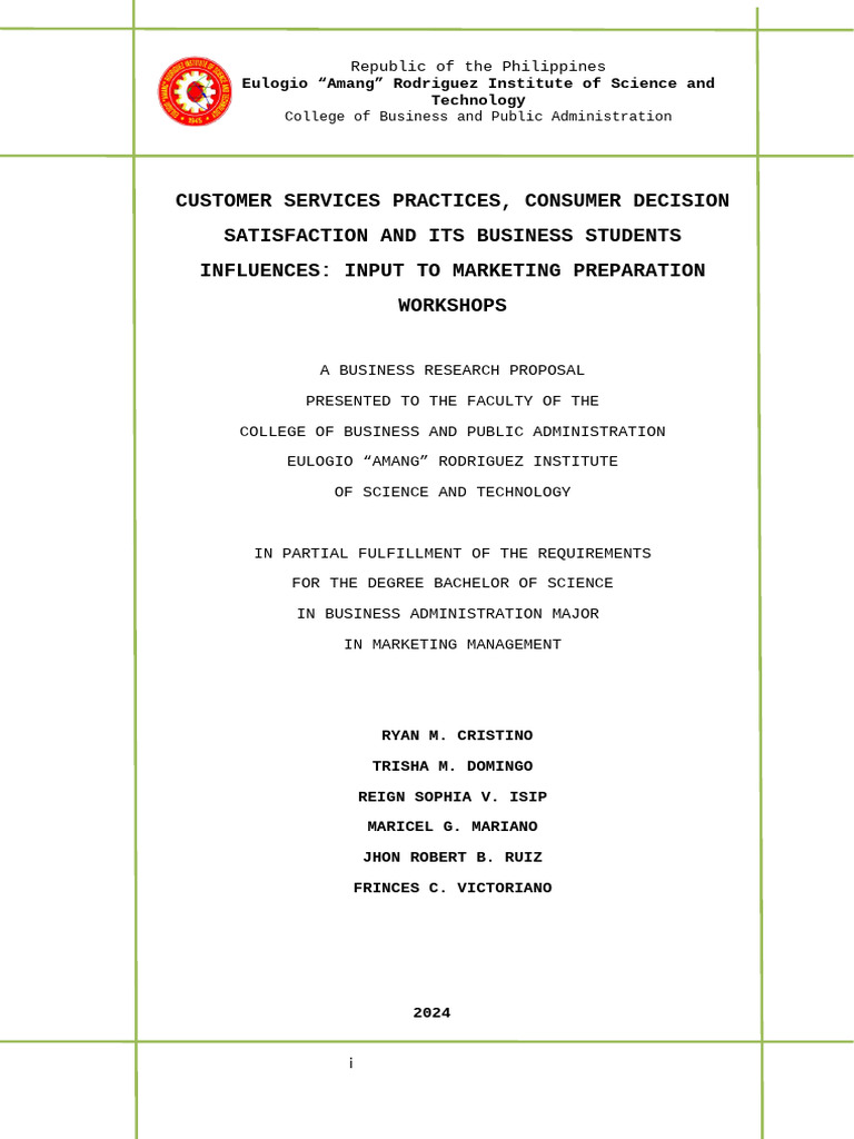 Customer Services Practices, Consumer Decision Satisfaction and Its ...
