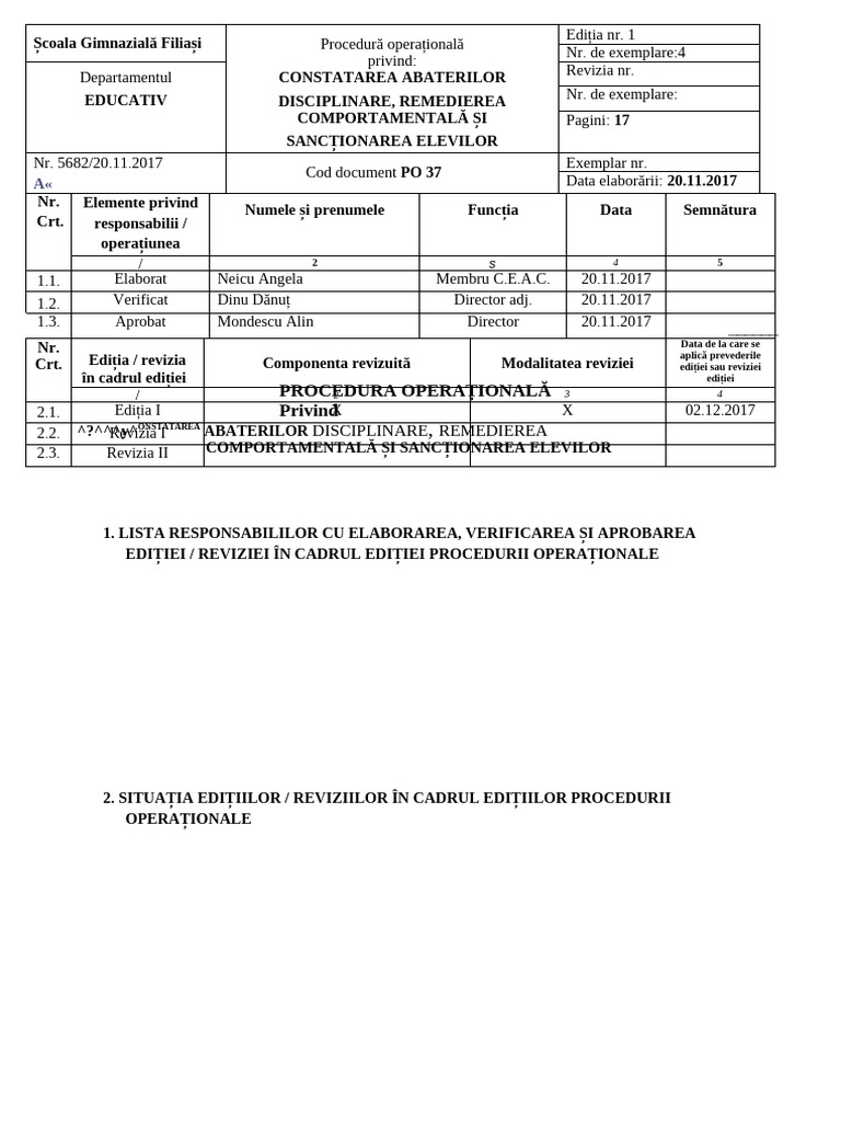 Po Abateri Disciplinare Elevi | PDF