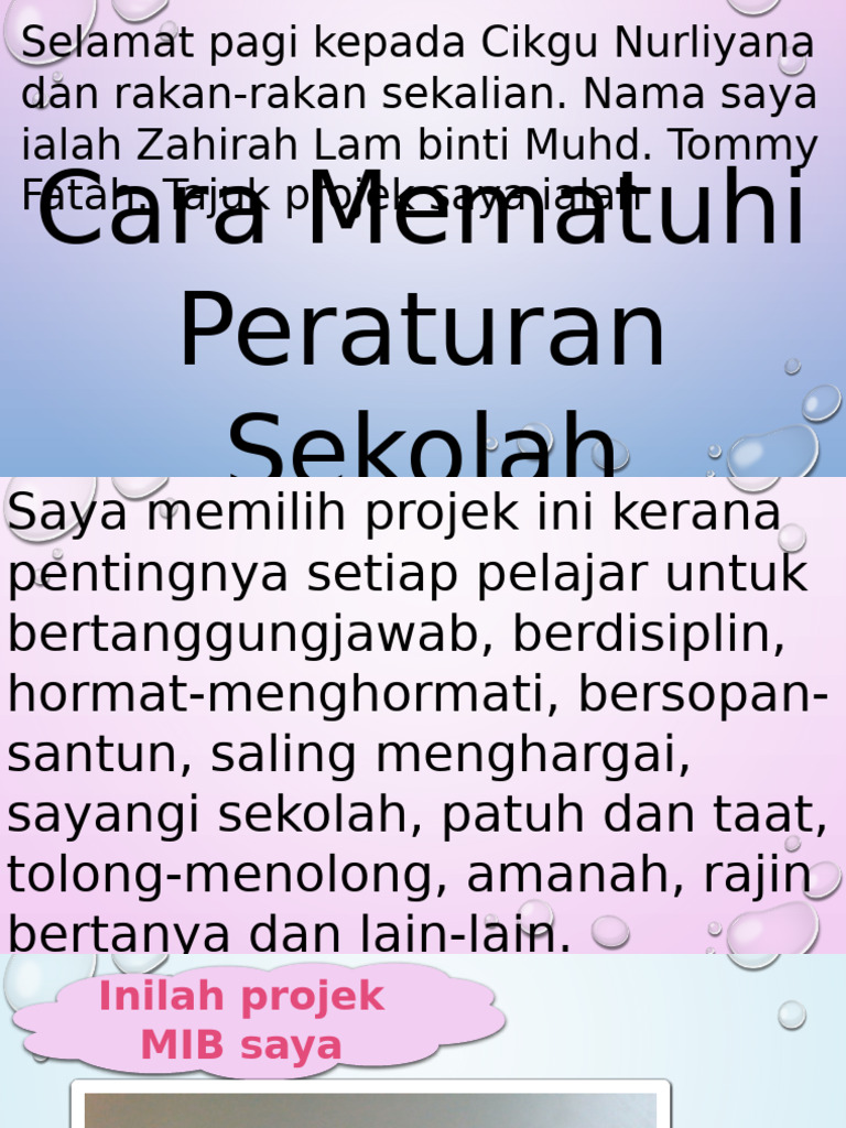 Cara Mematuhi Peraturan Sekolah-PSR-Zahirah Lam | PDF
