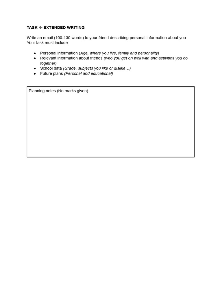 Task 4 - Extended Writing | PDF
