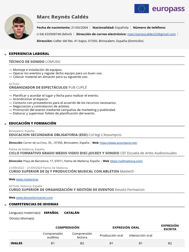 Curriculum Marc ReynÃ©s CaldÃ©s | PDF
