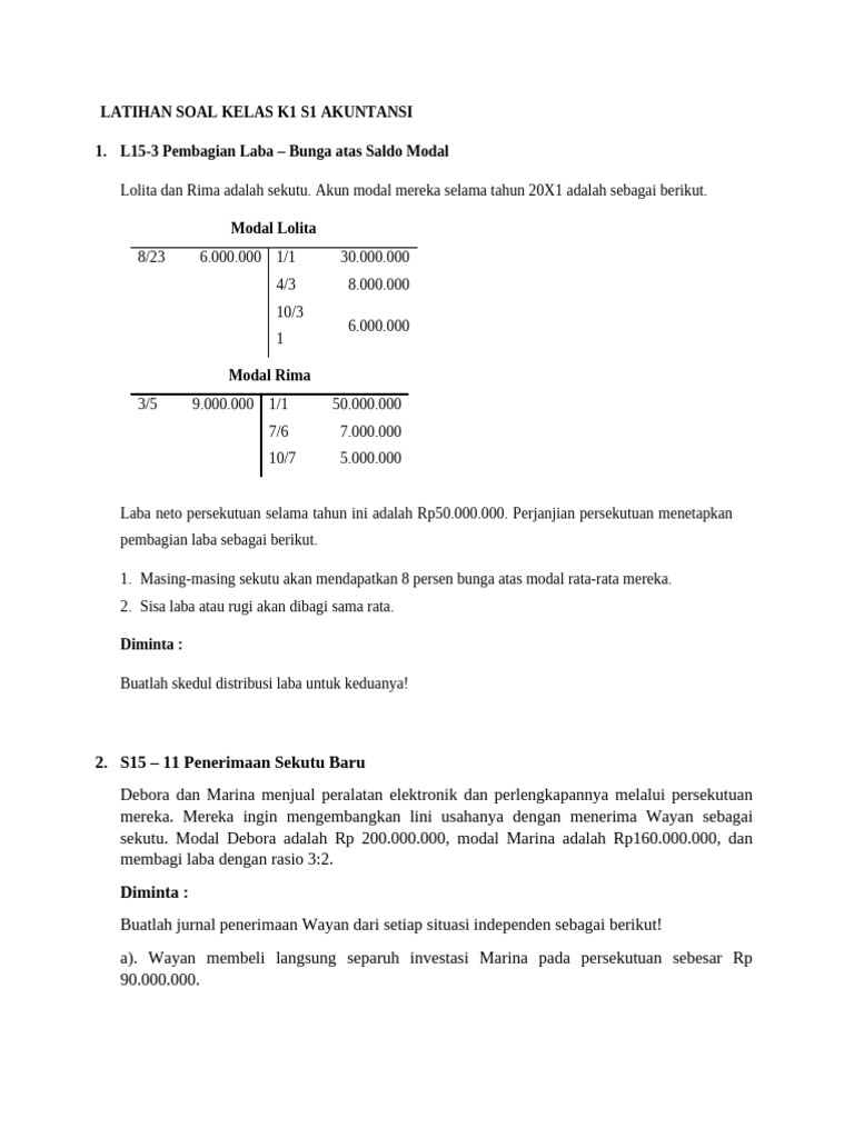 Latihan Soal K1 S1 Akuntansi | PDF