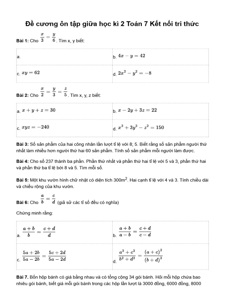 De Cuong gk2 Toan 7 KNTT | PDF