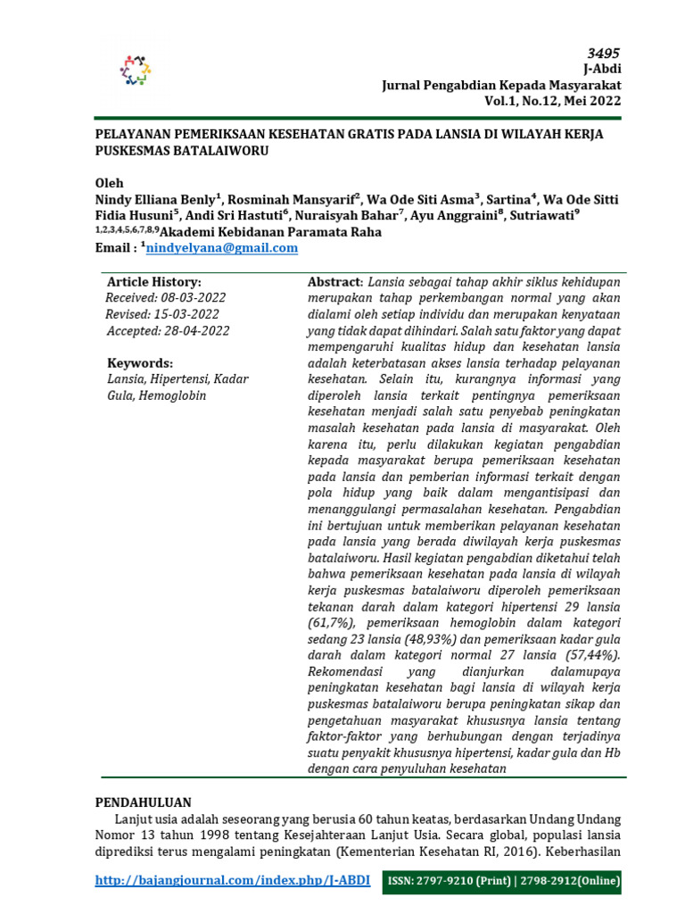 Sartina, A Husuni, Andi Sri Hastuti, Nuraisyah Bahar, Ayu Anggraini, Sutriawati | PDF