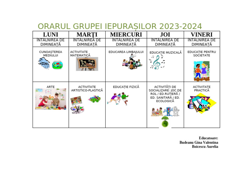 Orar Grupa Mica PP 2020-2021 | PDF