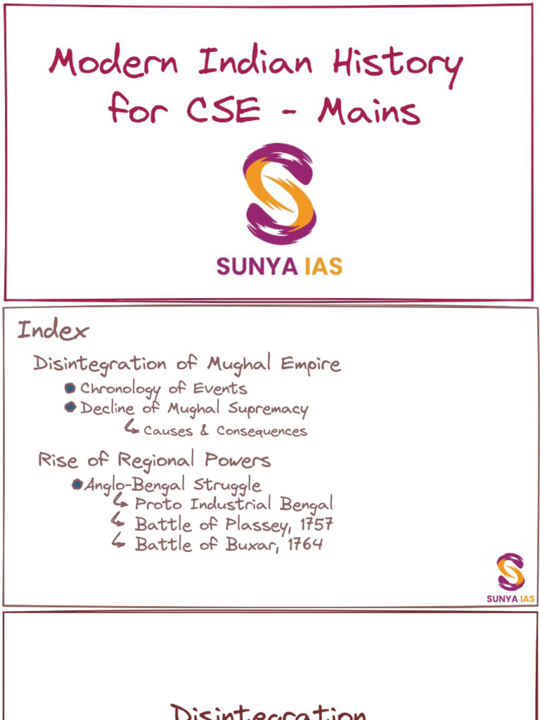 Modern History - Lecture 1 - Sunya IAS - Mains Crash Course | PDF