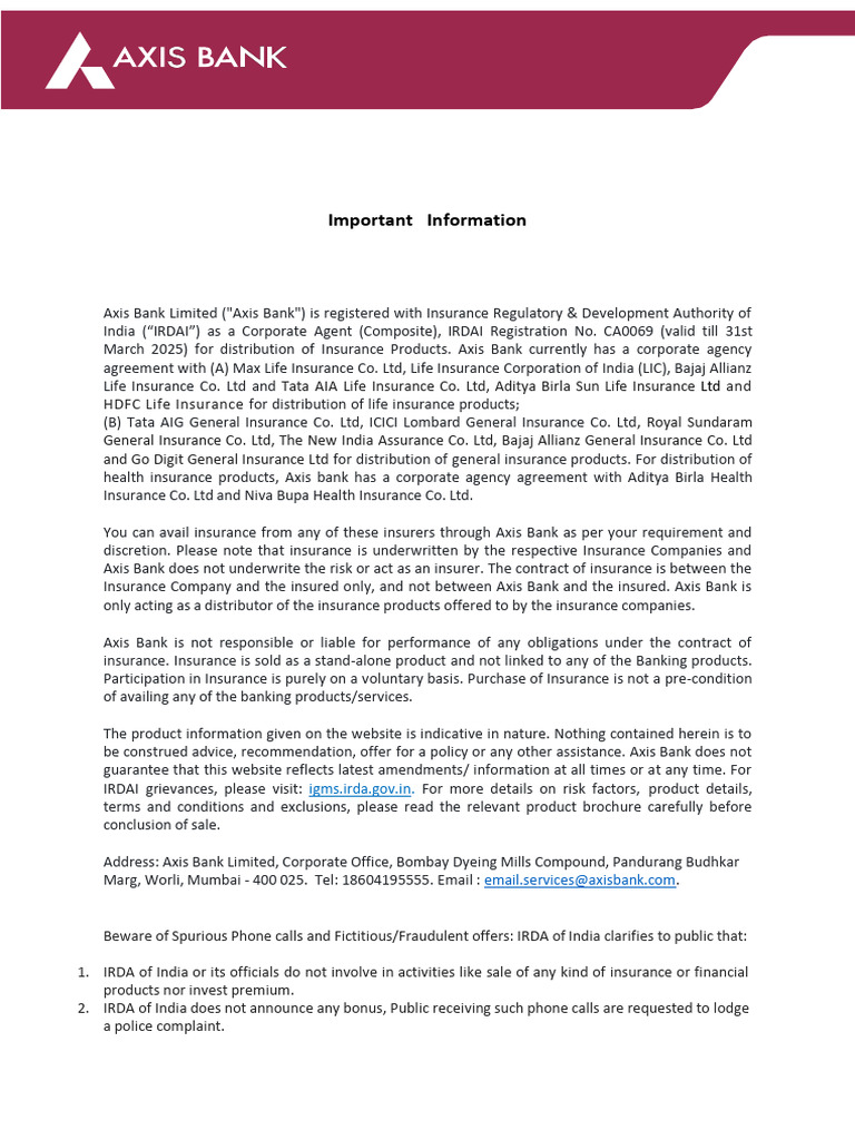 Insurance Disclaimer | PDF