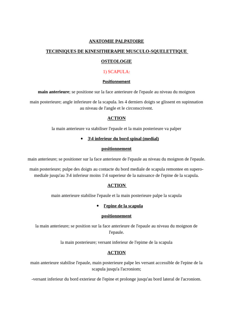 Anatomie Palpatoire | PDF