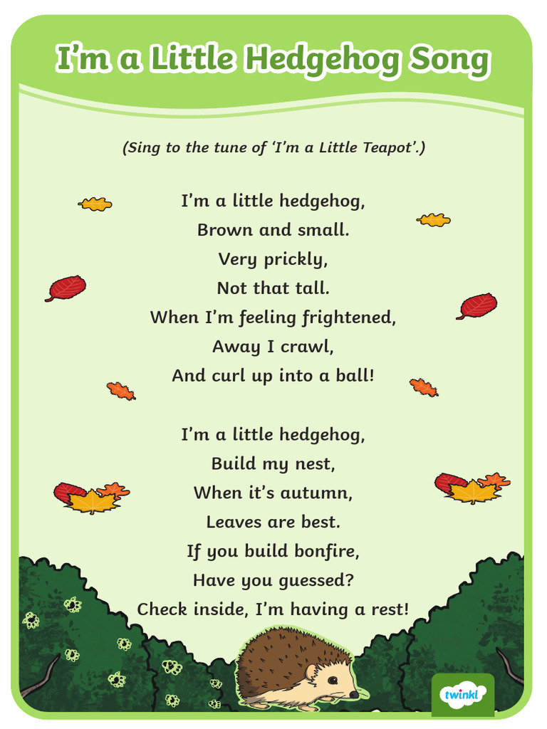 I Am A Little Hedgehog Song | PDF