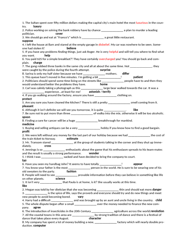 FCE Word Formation Integr Skills | PDF