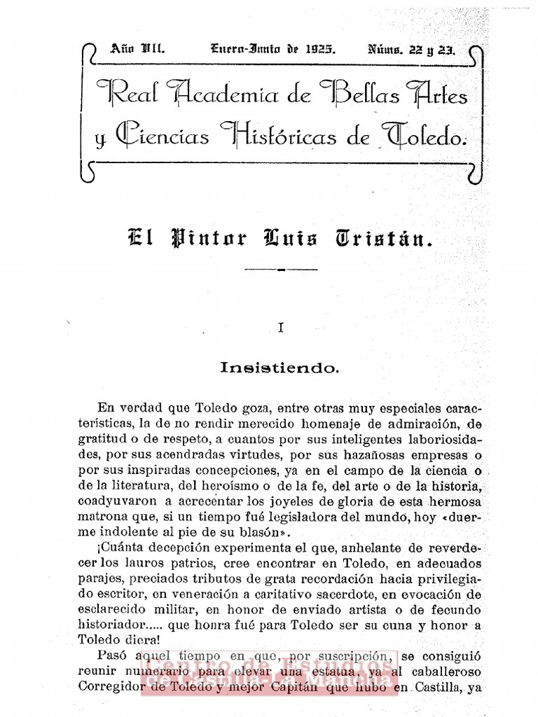 El Pintor Luis Tristán 1925 | PDF