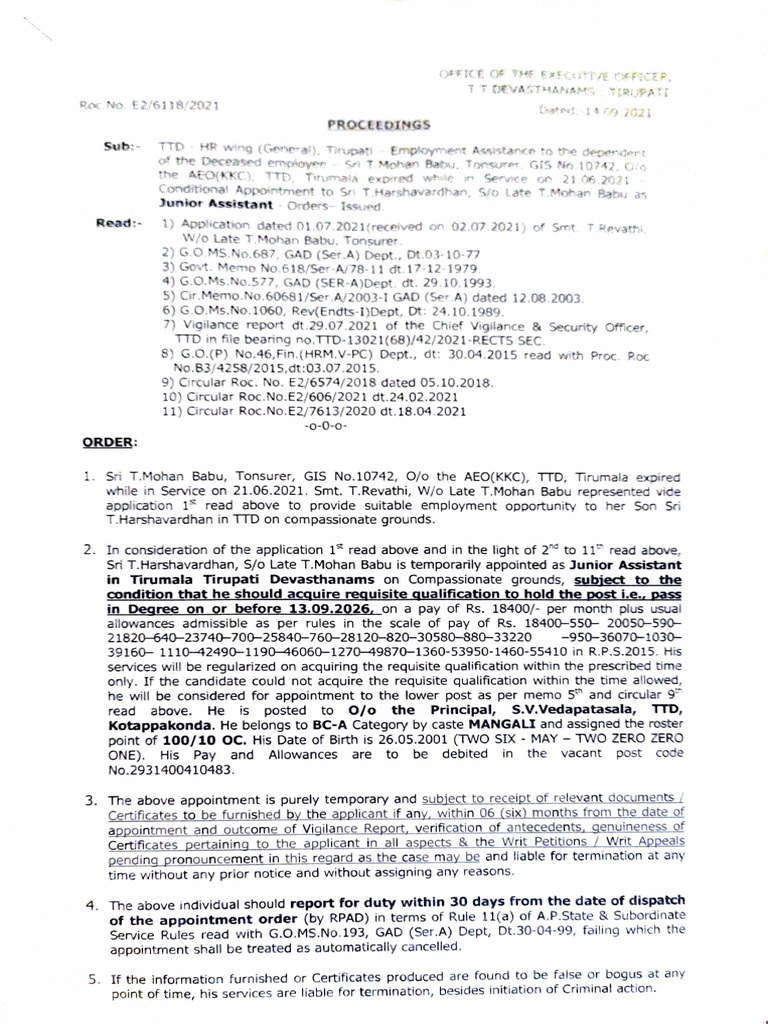 Harsha Appointment | PDF