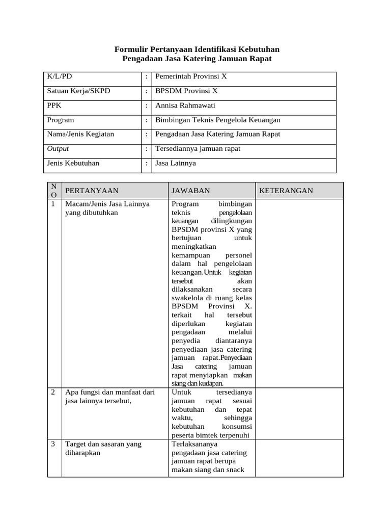 Lampiran 3 - Form Identifikasi Kebutuhan | PDF