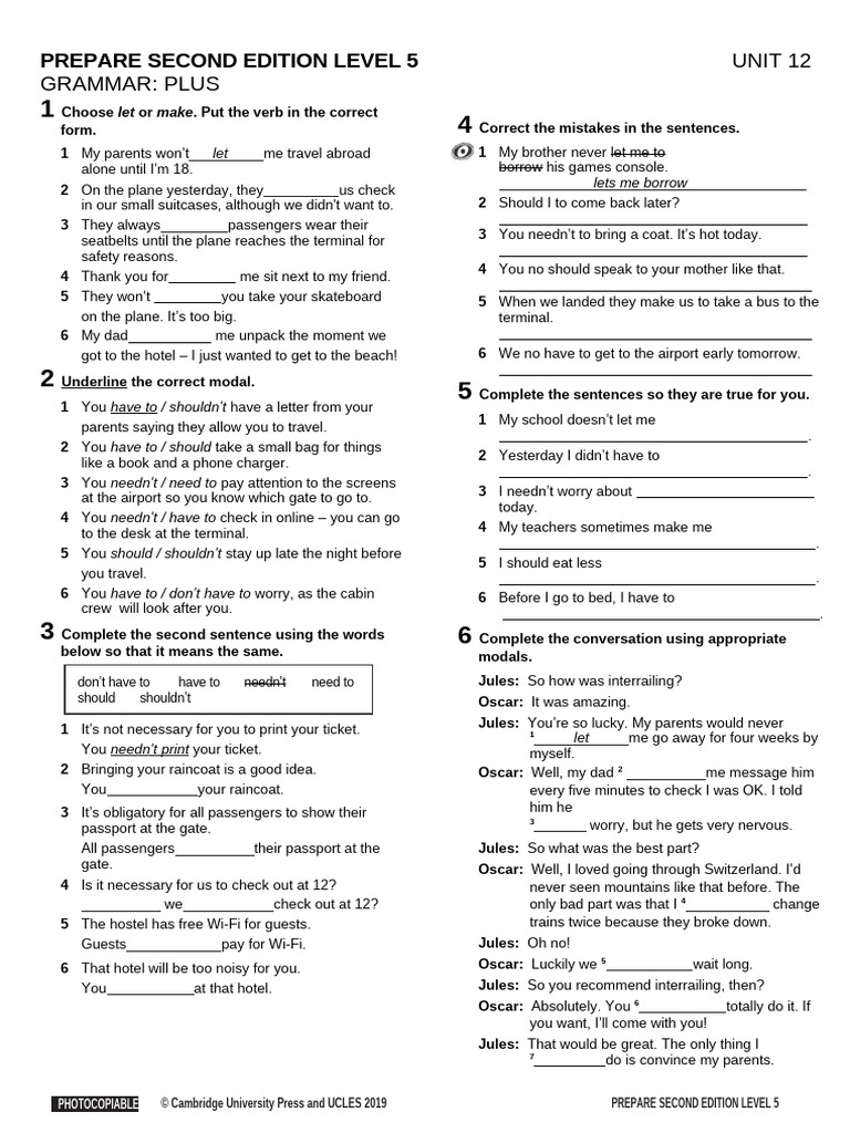 PREPARE 5 Grammar Plus Unit 12 | PDF