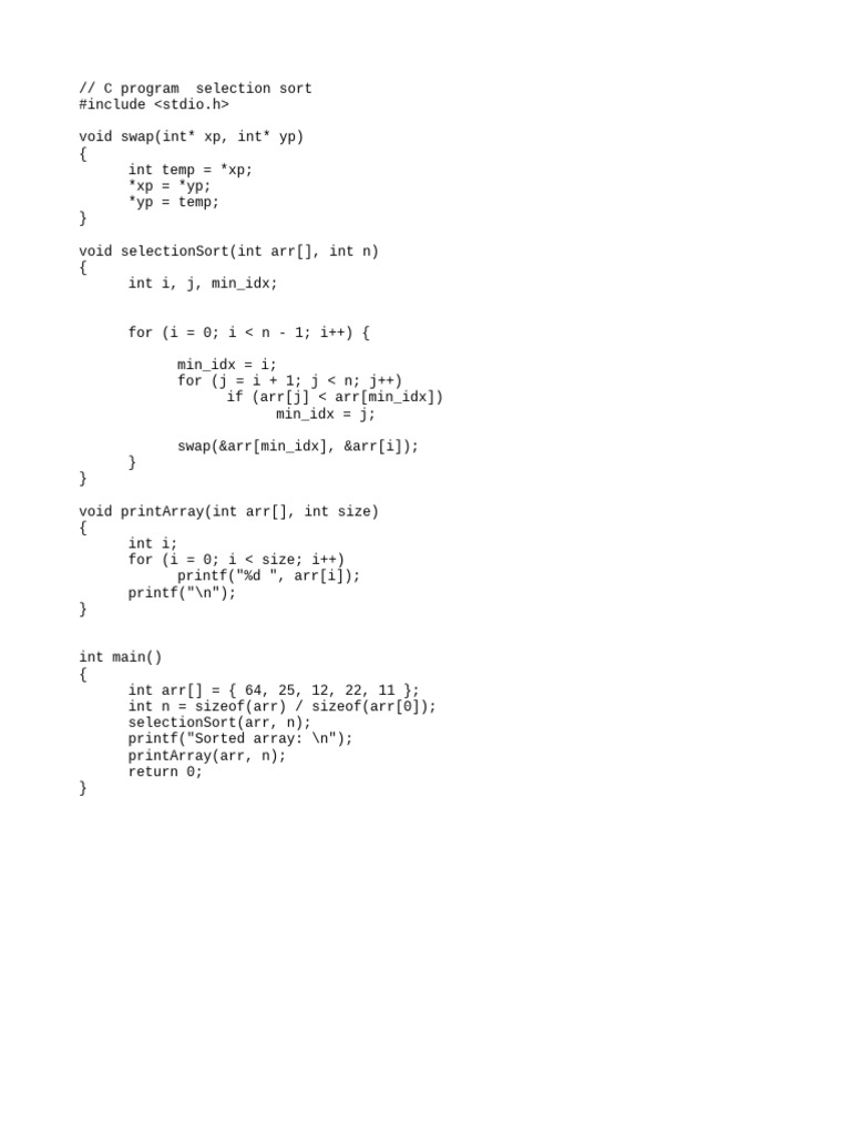 Selection Sort | PDF