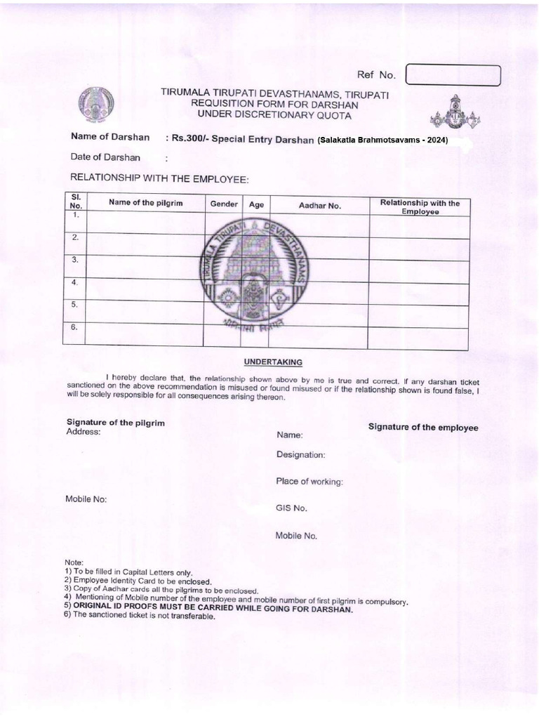 Darshan Form | PDF