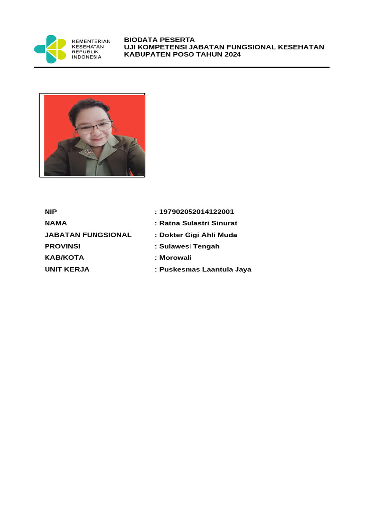 Biodata Peserta 2024 Drg. Ratna S. Sinurat | PDF