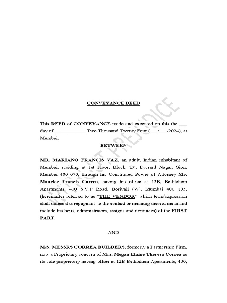 Conveyance Deed for Mumbai Property | PDF | Deed | Conveyancing