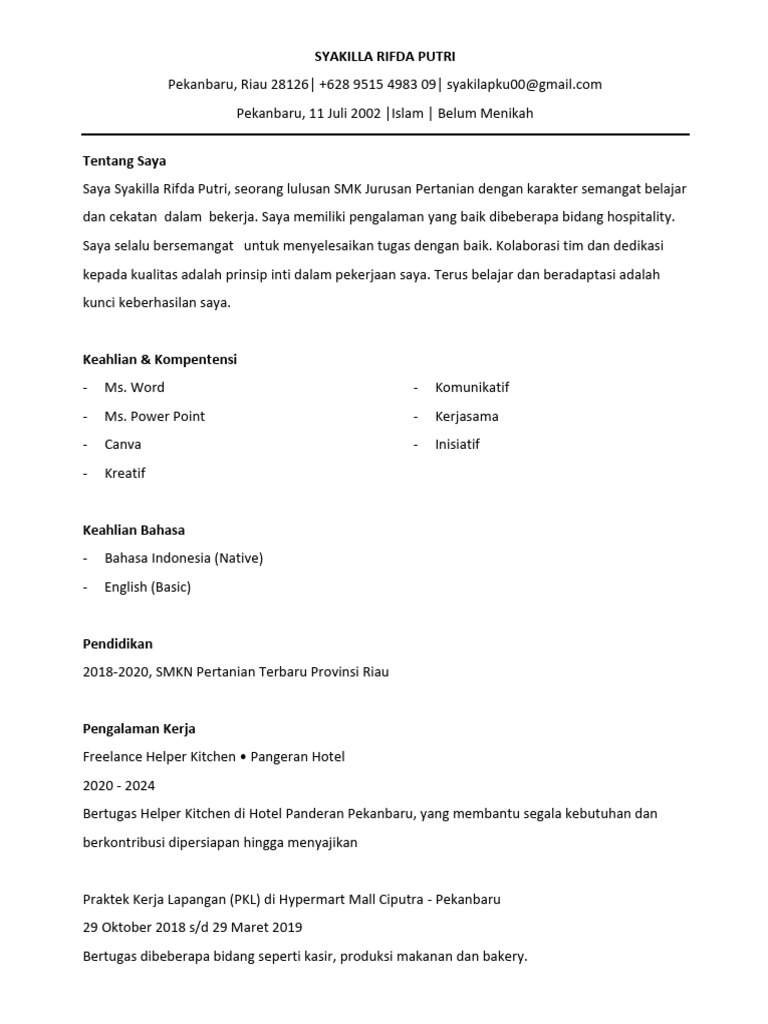 2024 - CV Putri | PDF