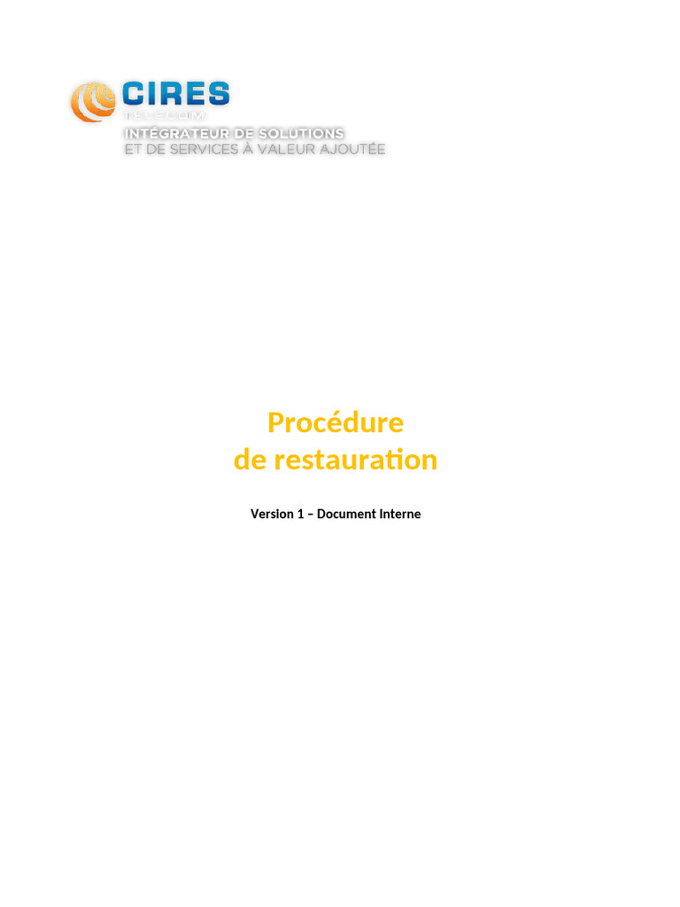 Procédure de Restauration | PDF