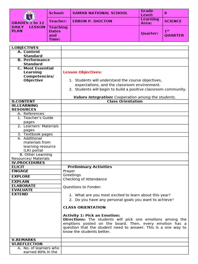 1st Day of Class | PDF