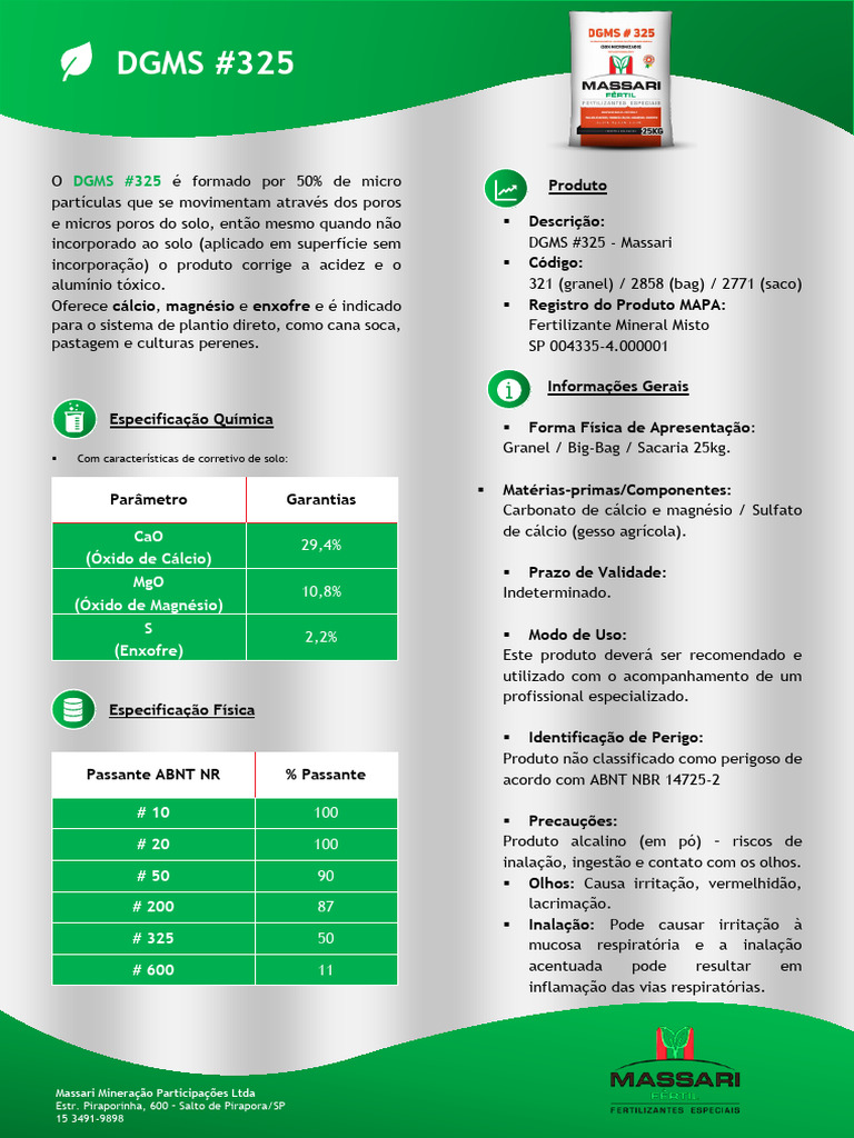 Ficha Técnica - DGMS #325 | PDF