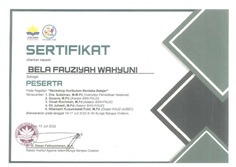 Sertifikat Kurikulum Merdeka | PDF