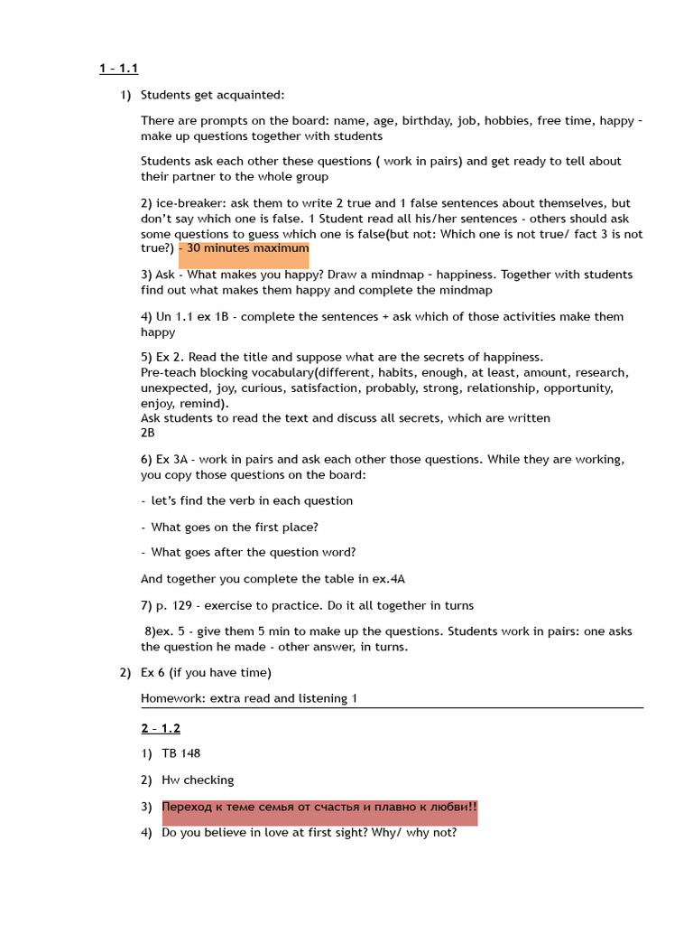 Pre-Intermediate Plan | PDF