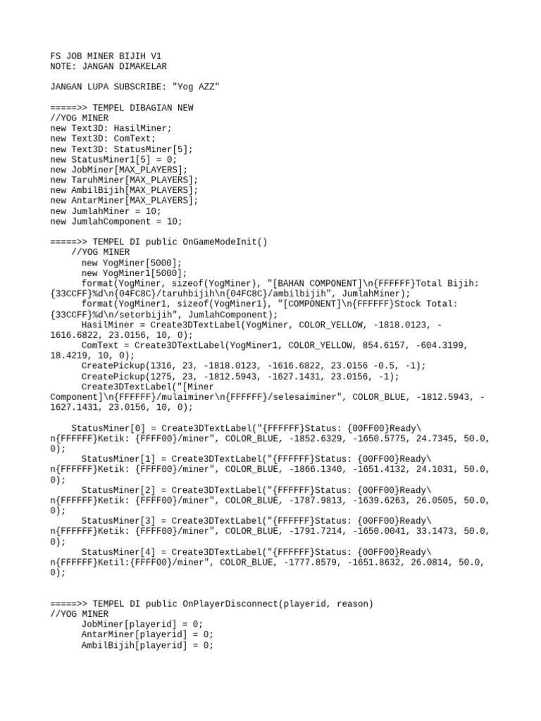 Job Miner Component | PDF