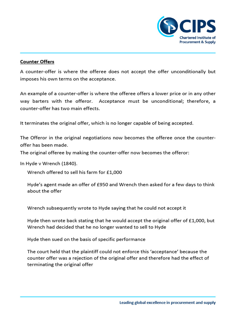 Understanding Counter Offers in Law | PDF | Finance & Money Management ...