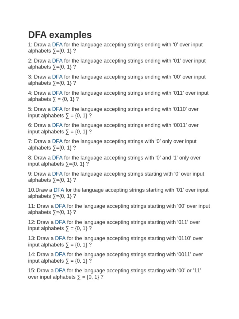 DFA Solved Examples - Qns | PDF