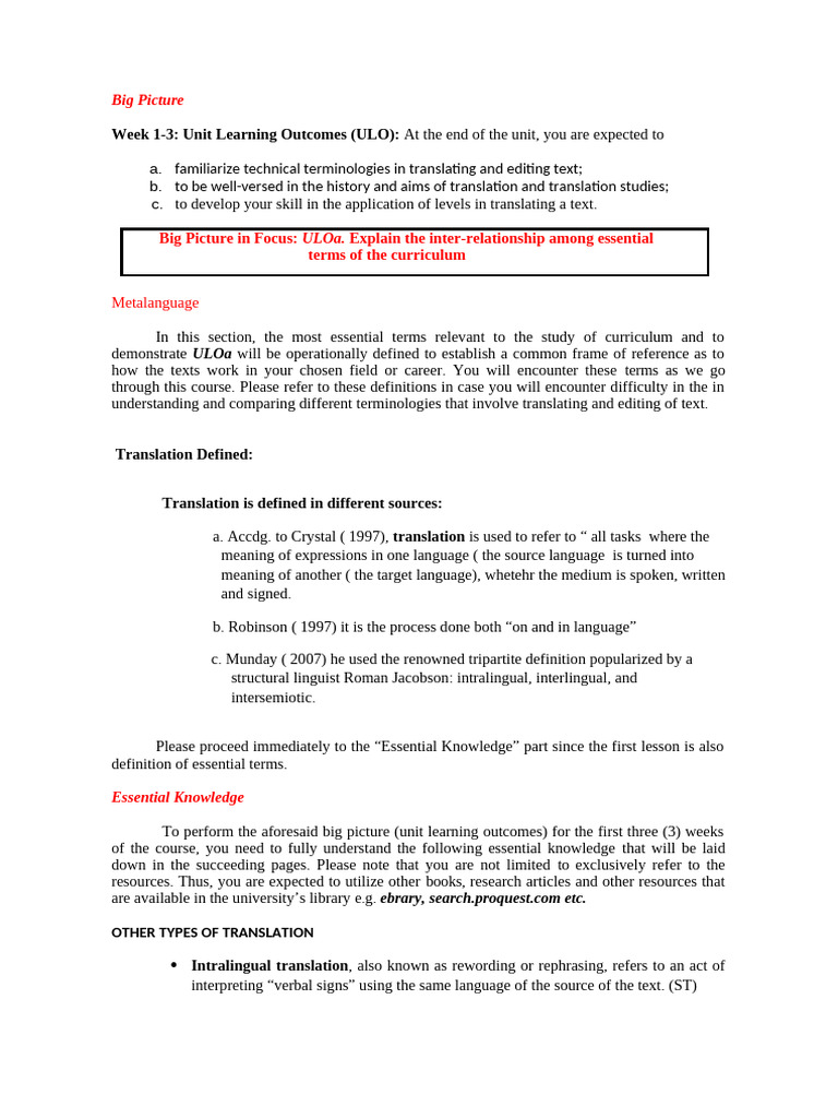 1 3 Weeks Translation Notes | PDF