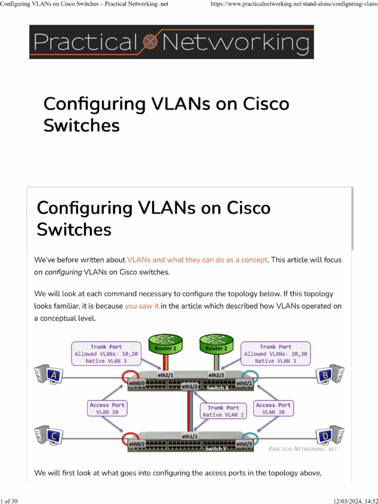 Configuring VLANs On Cisco Switches - Practical Networking | PDF | Telecommunications Standards ...