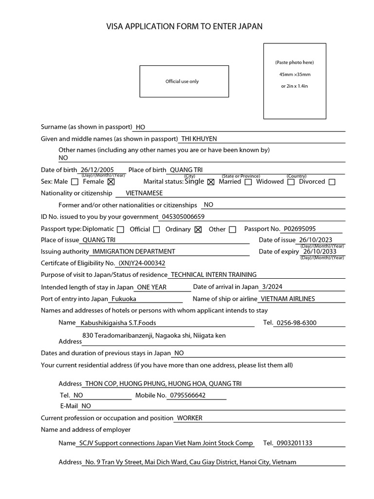 T Khai Visa M I-Khuyen | PDF