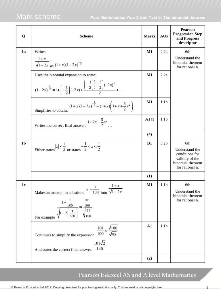 Al Maths Pure Unit 5 Ms | PDF