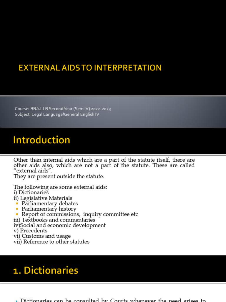 Internal and External Aids in Statutory Interpretation | PDF ...