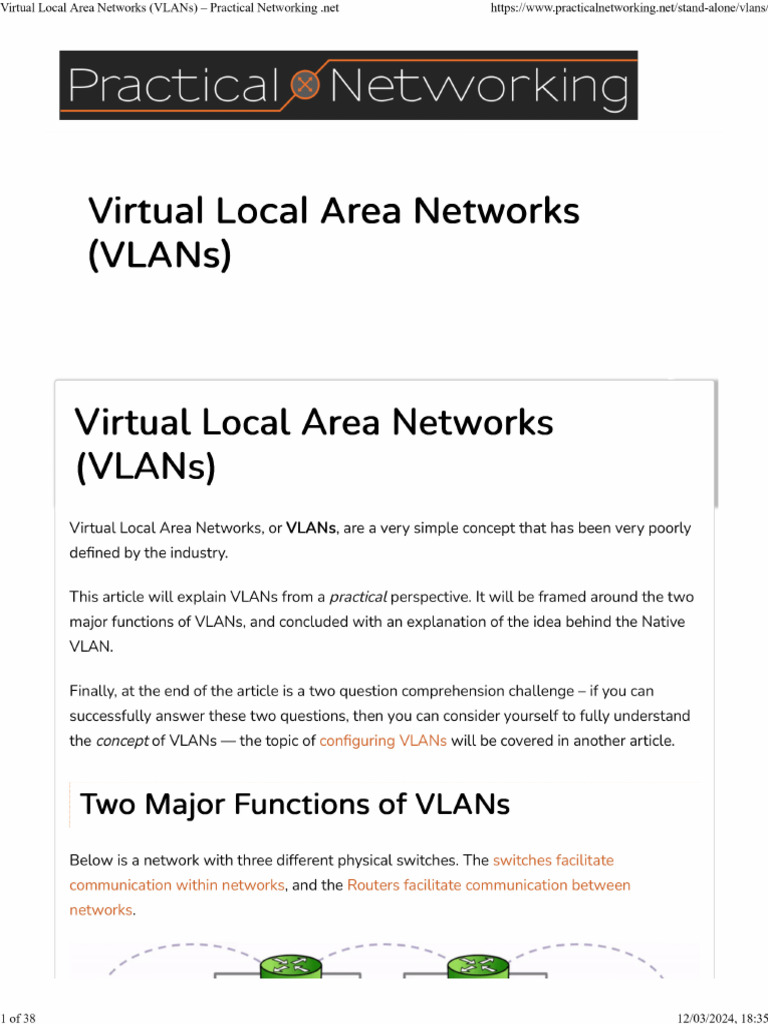 Virtual Local Area Networks (VLANs) - Practical Networking | PDF