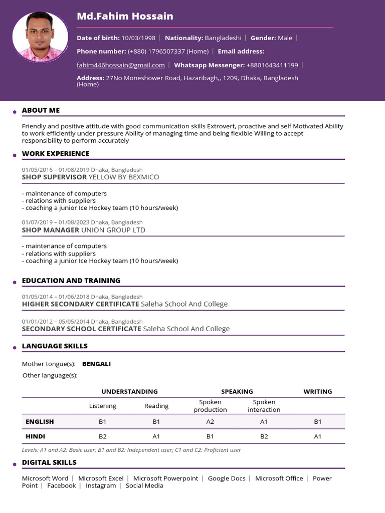 CV - MD - Fahim Hossain | PDF