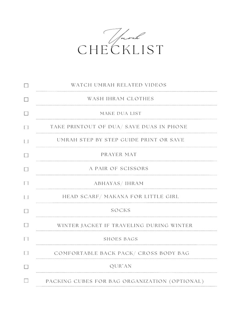 Umrah Checklist | PDF