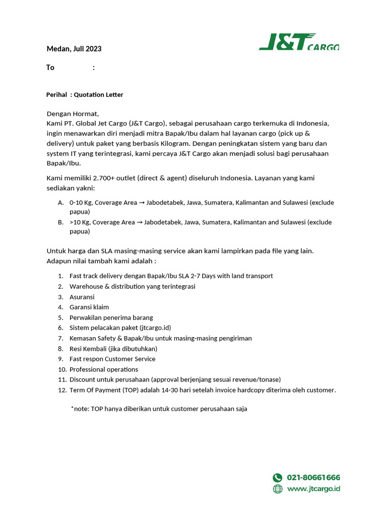 Proposal J&T CARGO New | PDF