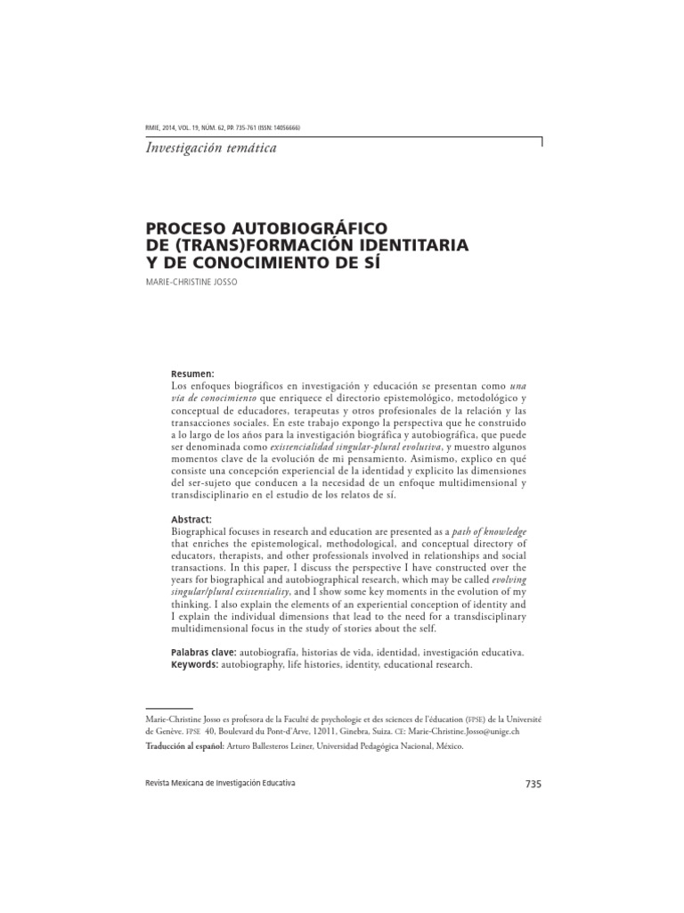 Proceso Autobiografico de Transformación Identitaria | PDF