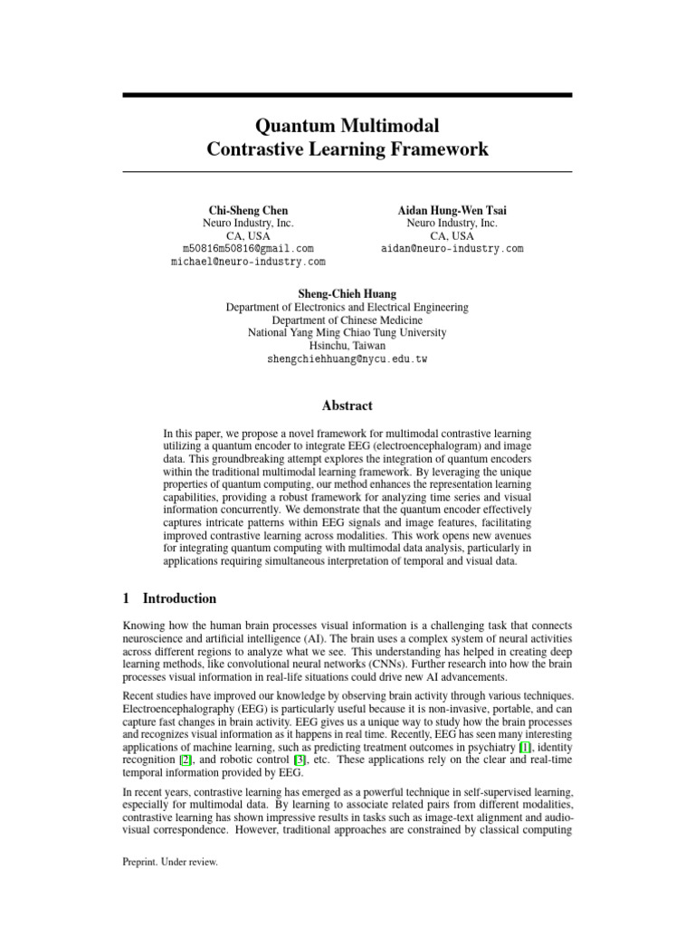 Quantum Multimodal Contrastive Learning Framework: Chi-Sheng Chen Aidan ...