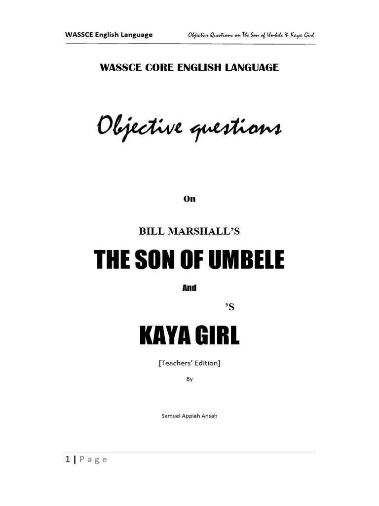 Teachers Core English Questions On The Son of Umbele and Kaya Girl 1 | PDF