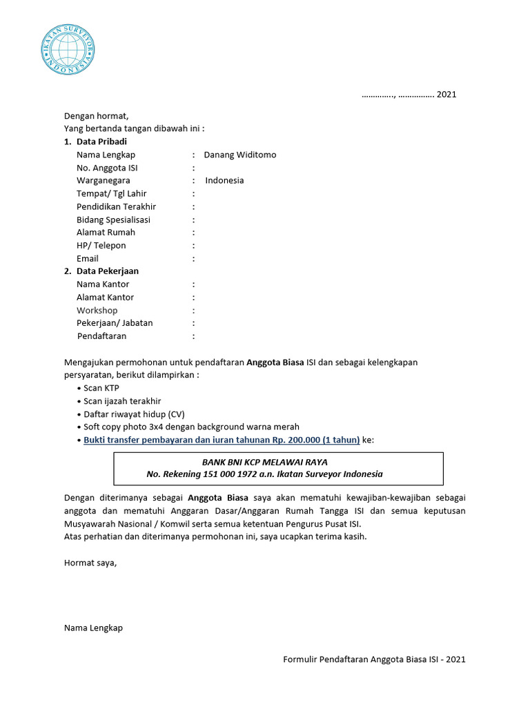 Formulir Anggota 2021 | PDF