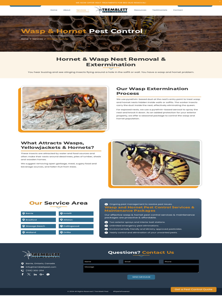 Tremblettpest Com Wasps Nest Removal Extermination Barrie | PDF | Pest Control | Wasp