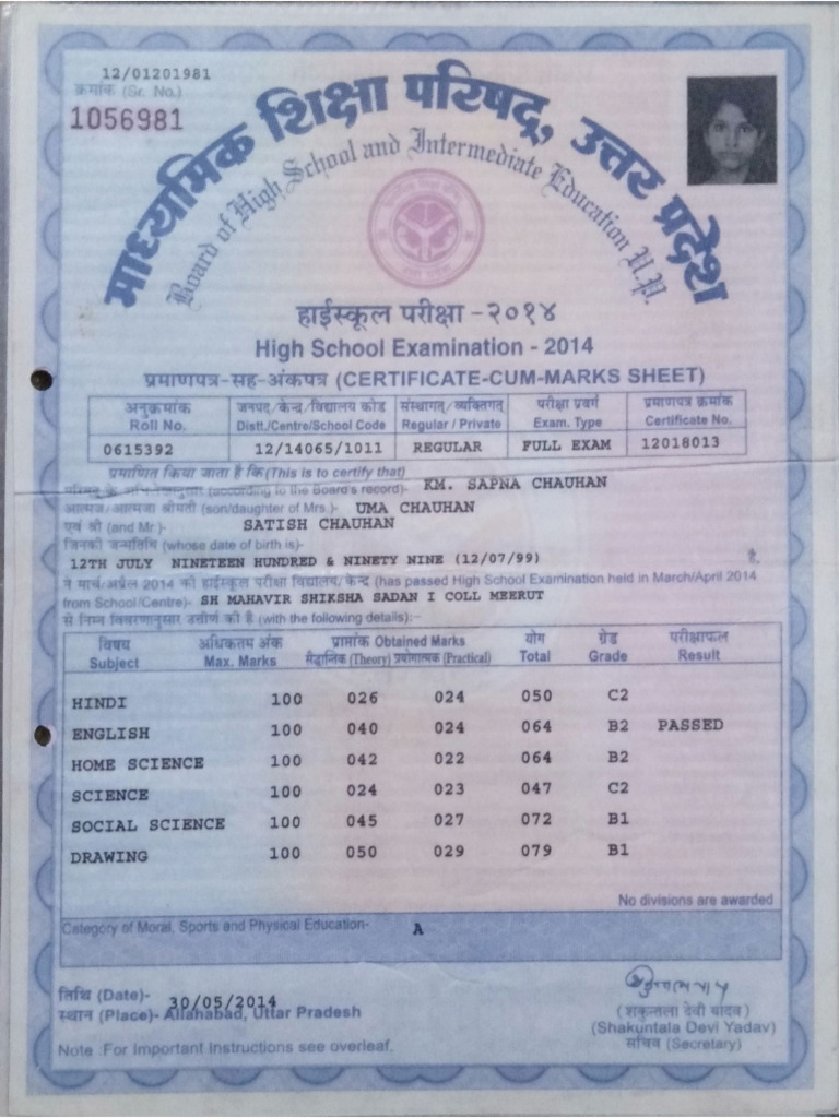 10th Marksheet | PDF