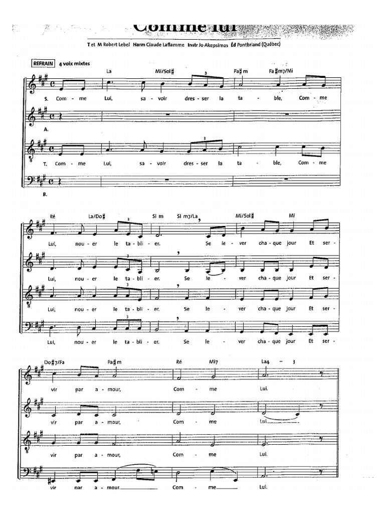 Comme Lui (SATB) - 230315 - 123124 | PDF
