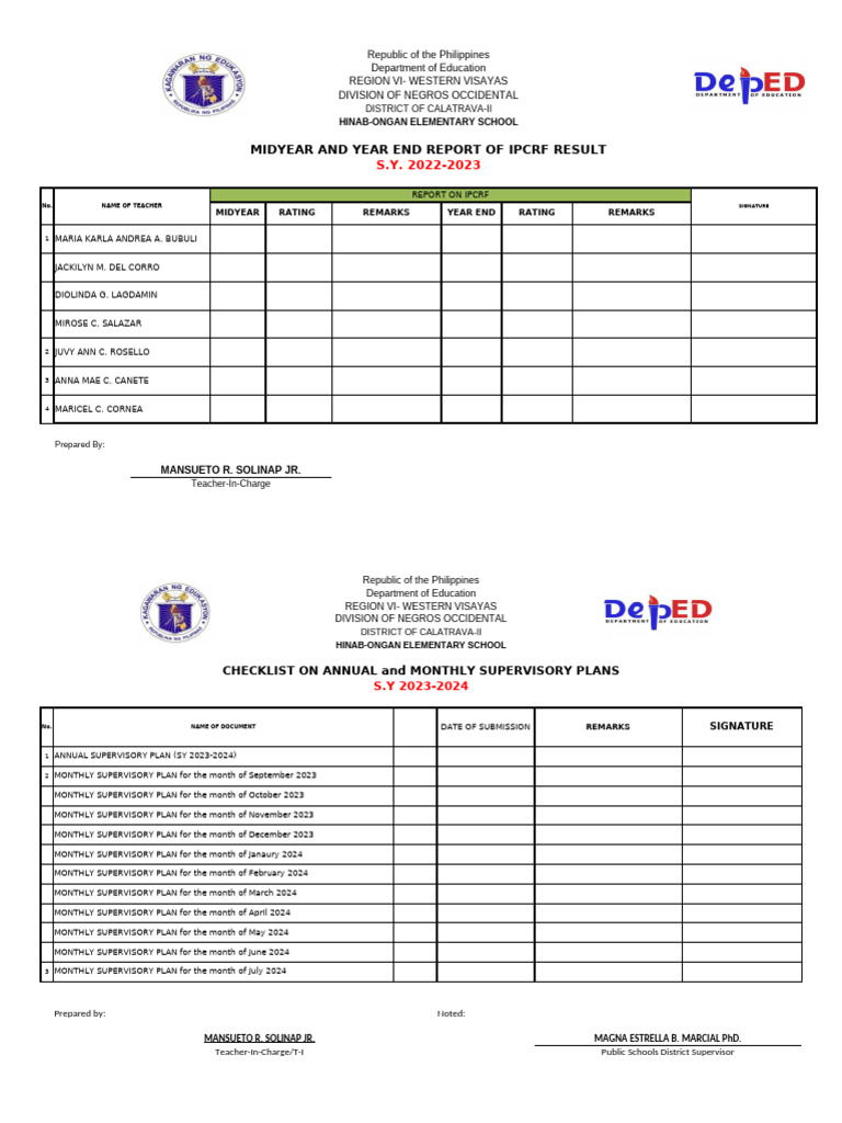 Mid-Year - Year-End Ipcrf Review | PDF