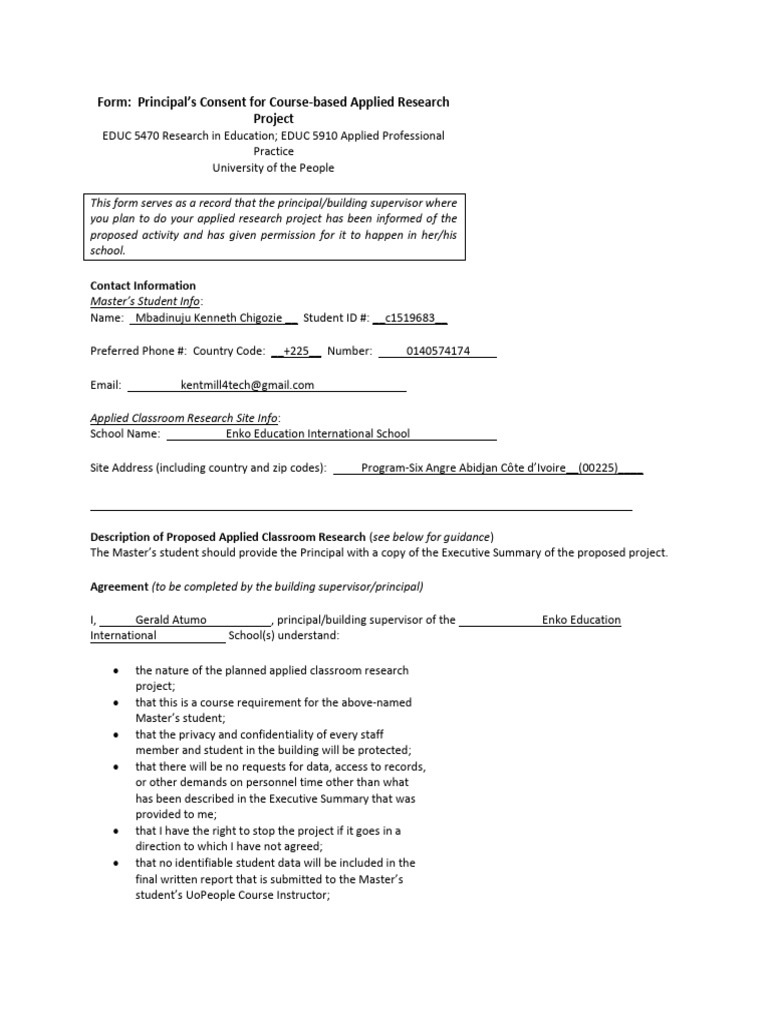 EDUC 5910 Informed Consent Form SIGNED. | PDF