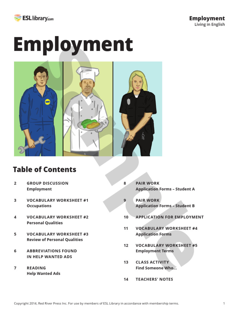 Living in English (Employment) INT | PDF